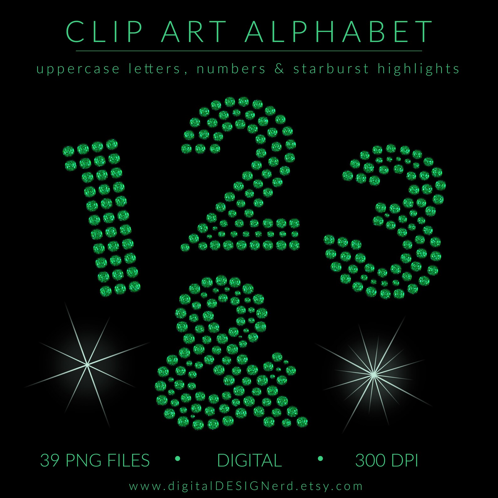 Emerald Gemstone Alphabet: Diamond Clip Art (PNG Digital Download) - Etsy