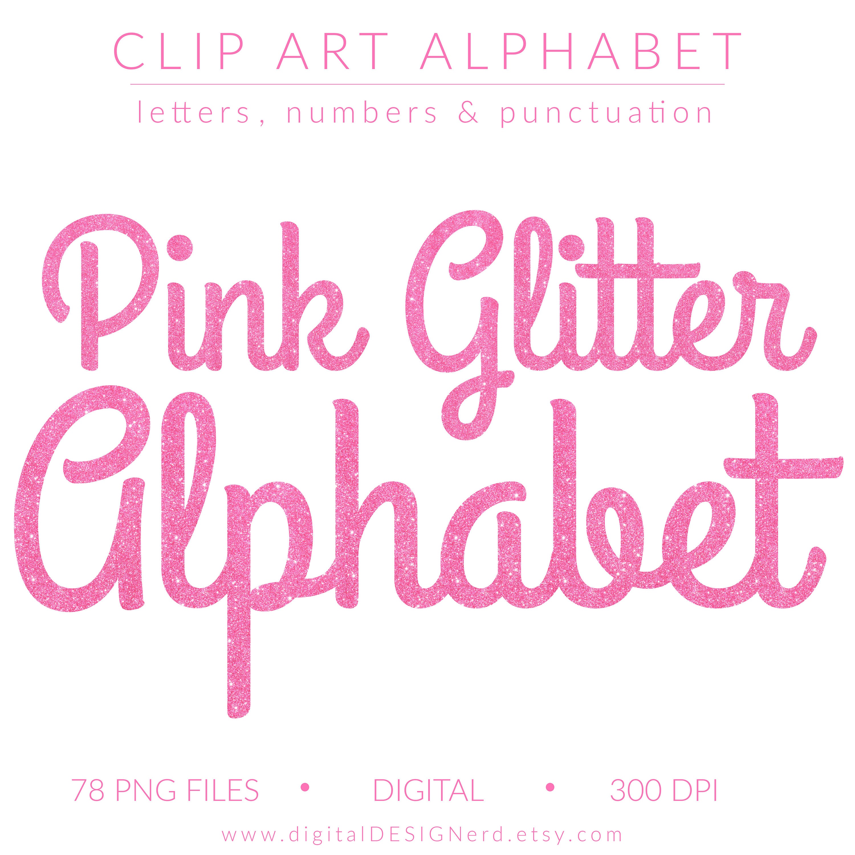 Bright Pink Sparkle Alphabet Clip Art Letters Numbers & | Etsy