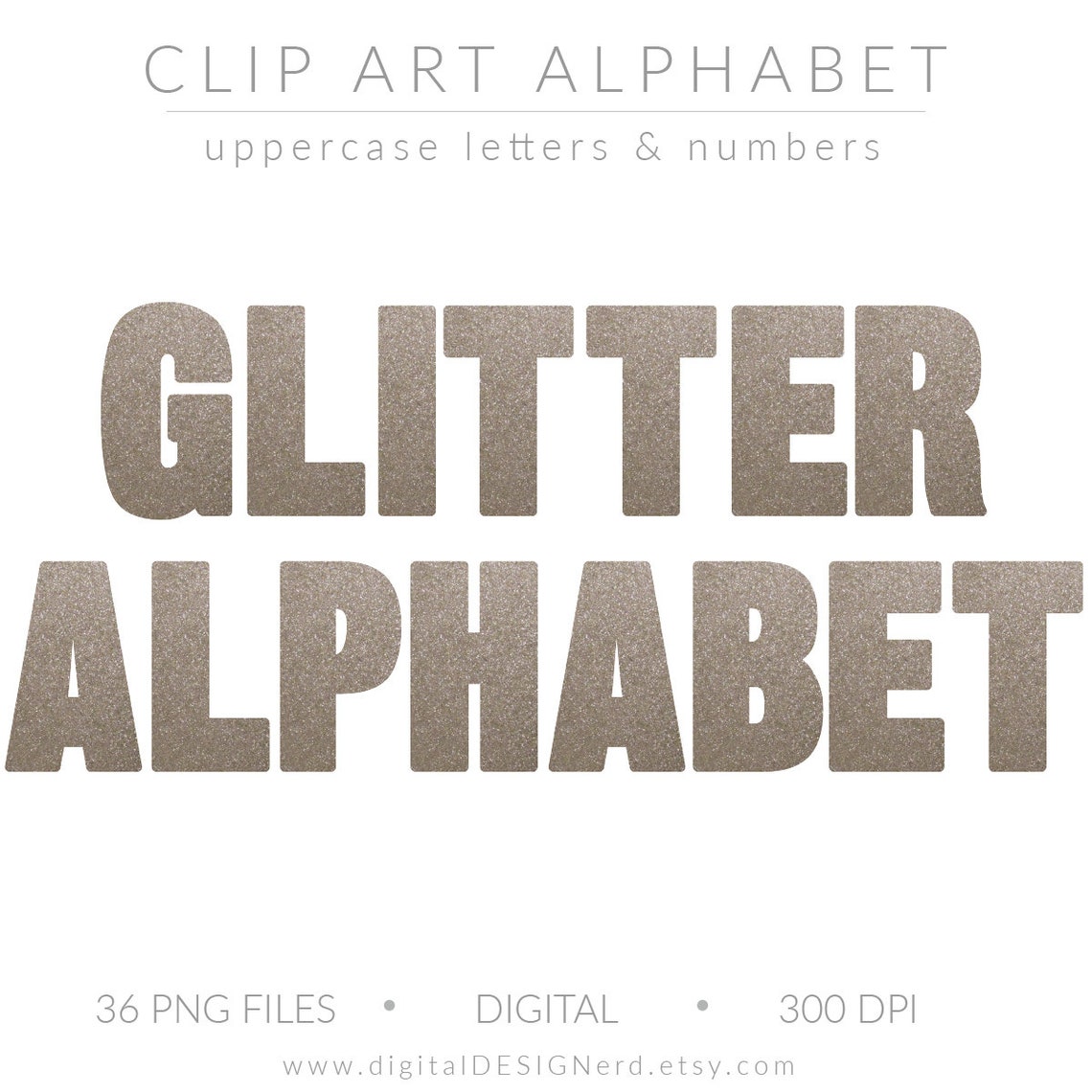 Silver Glitter Alphabet Clip Art: 36 PNG Digital Letters & Numbers - Etsy