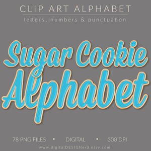 Pacific Blue Icing Frosted Sugar Cookie Alphabet | 78 PNG Digital Clip ...