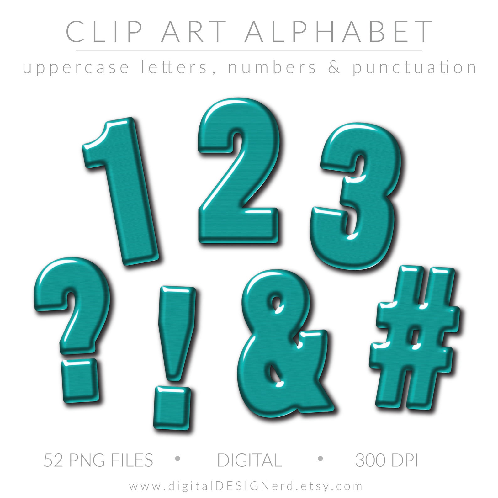 Clip Art Beveled Metal Alphabet Teal Blue Metallic Letters | Etsy