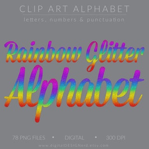 Bright Rainbow Ombre Glitter 2 Digital Alphabet | Clip Art Letters ...