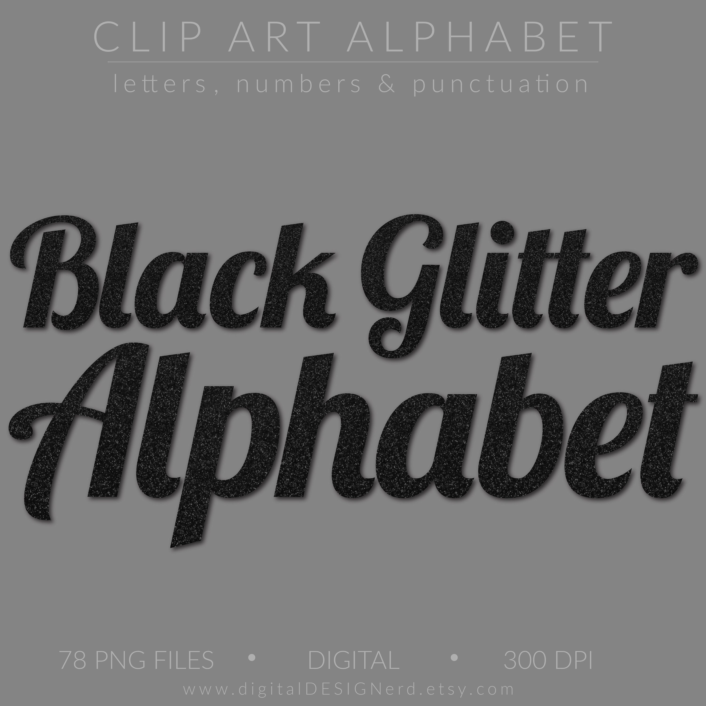 Black Glitter Alphabet Clip Art Letters Numbers & - Etsy Canada