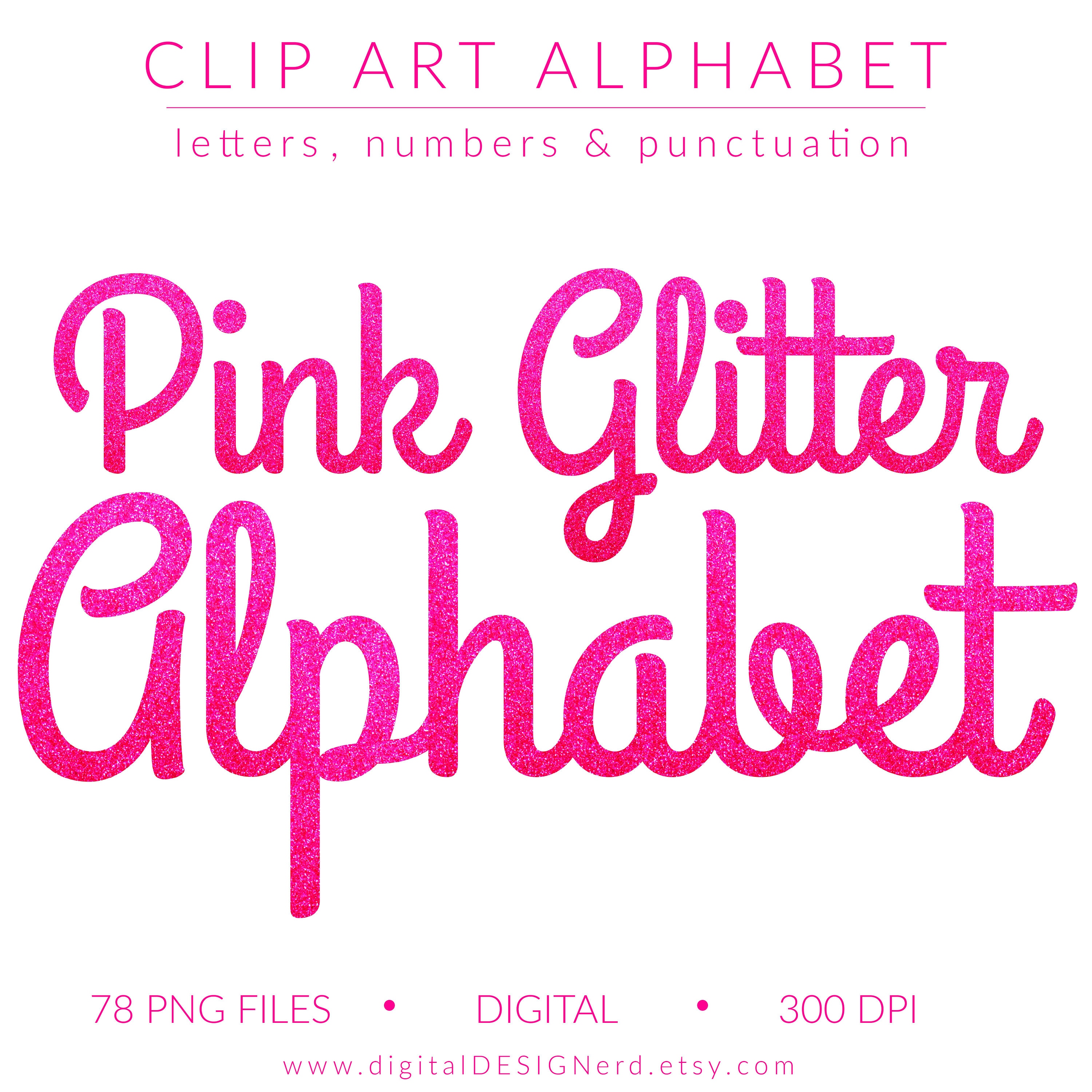 Clip Art Alphabet Hot Pink Glitter Letters Numbers & | Etsy