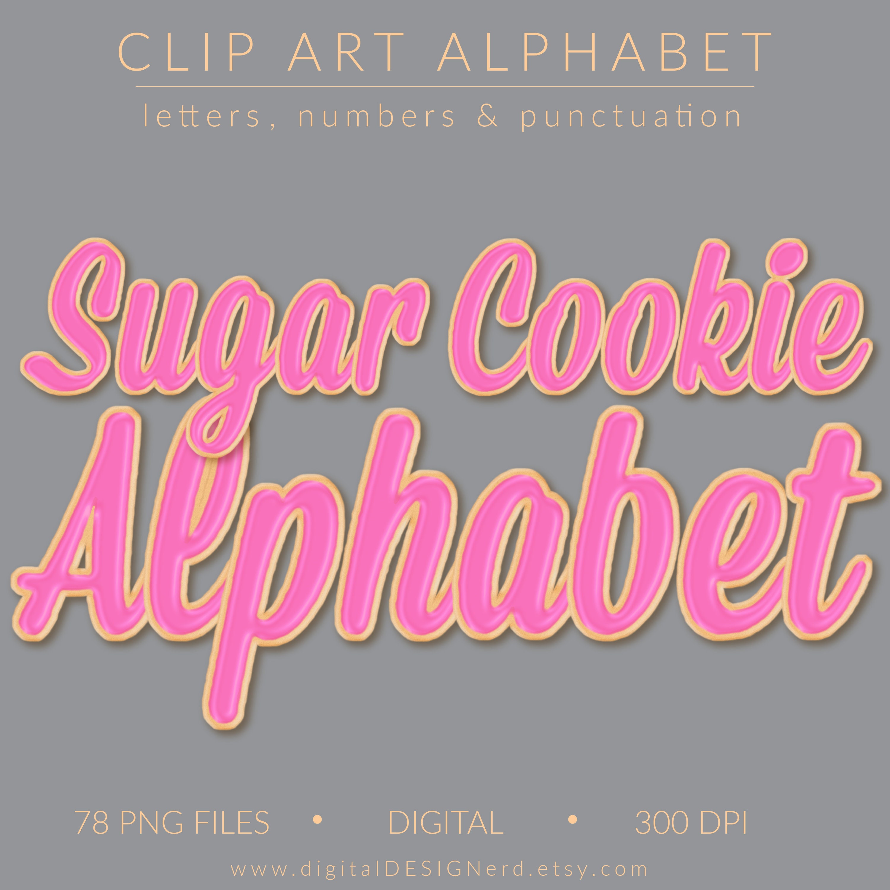 Rose Pink Frosted Sugar Cookie Alphabet Clip Art Letters | Etsy