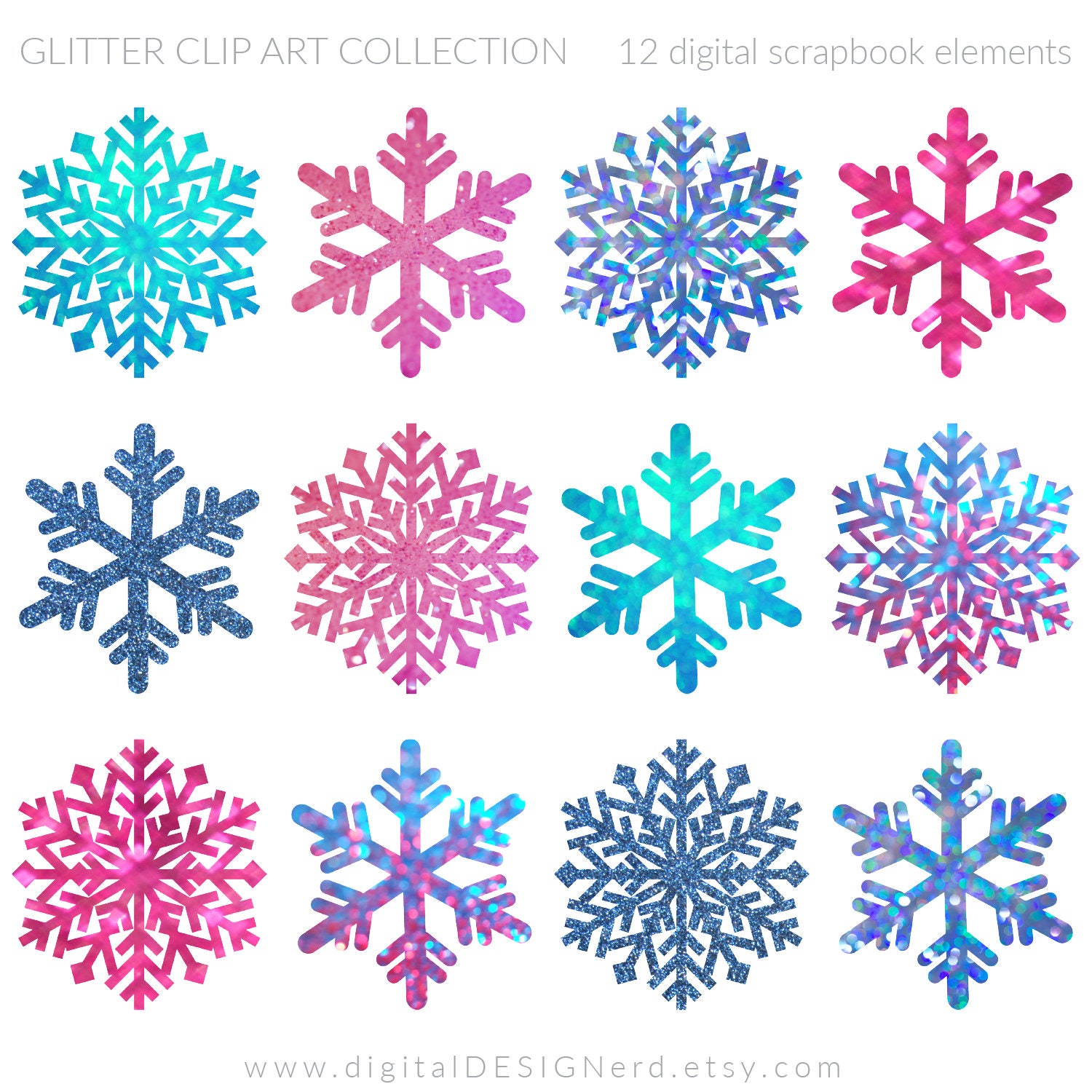Pink And Blue Snowflake Clipart