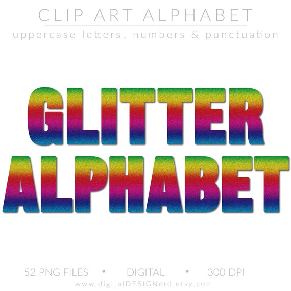 Rainbow Ombre Glitter Alphabet Clip Art Letters Numbers | Etsy