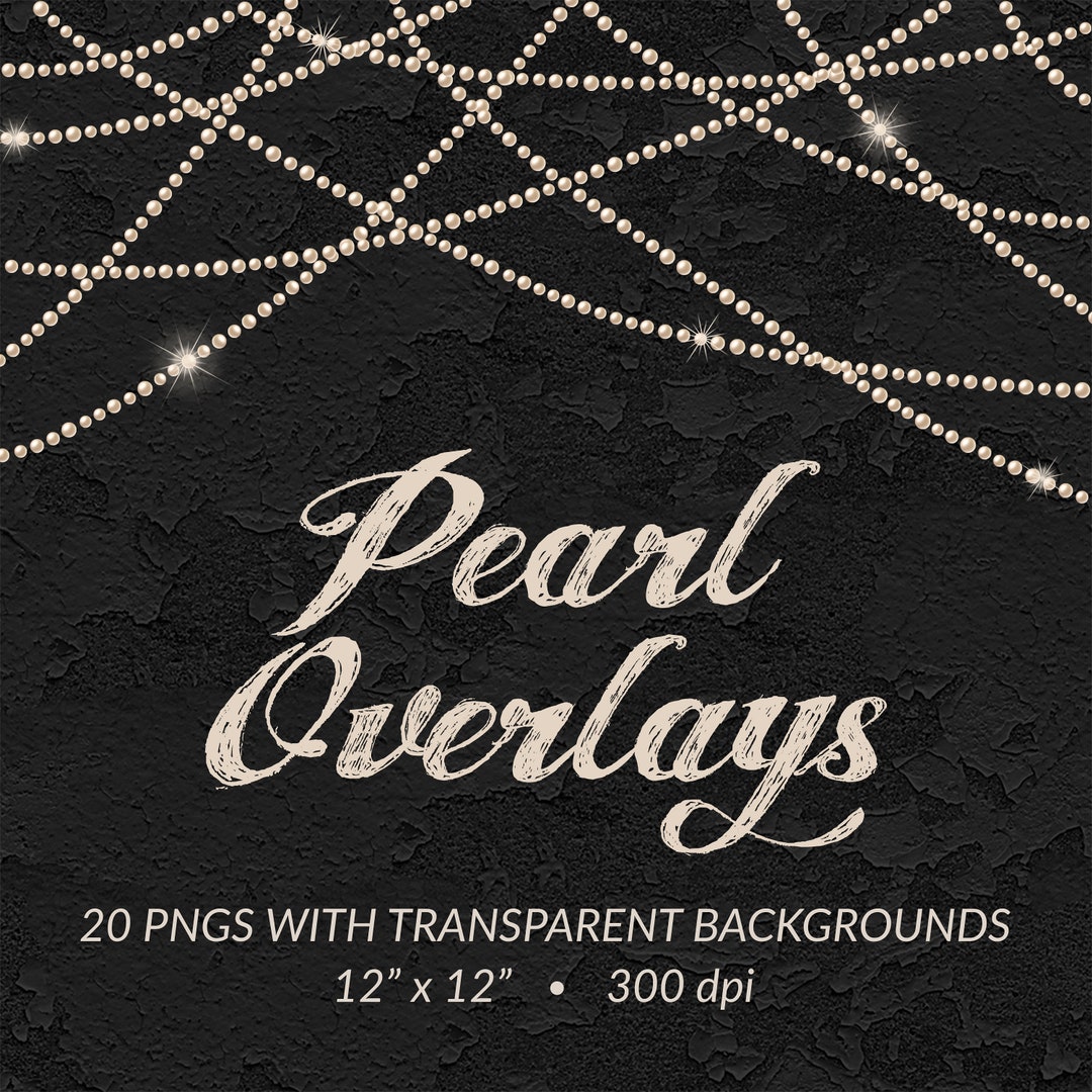 Ivory Pearl Strand Overlays & Sparkle Starburst Highlights | 20 Digital ...