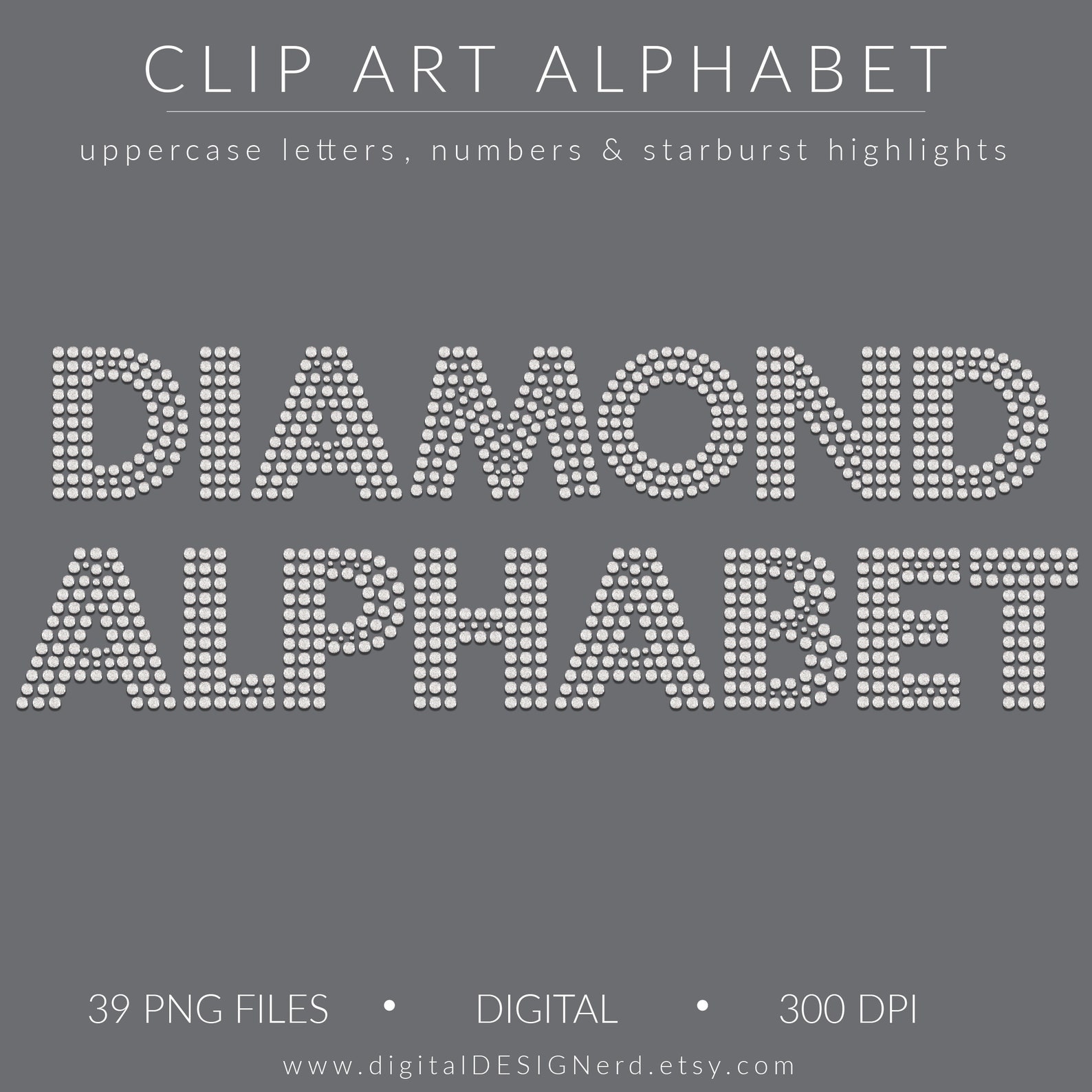Diamond Gemstone Alphabet | Clip Art Letters Numbers Ampersand ...