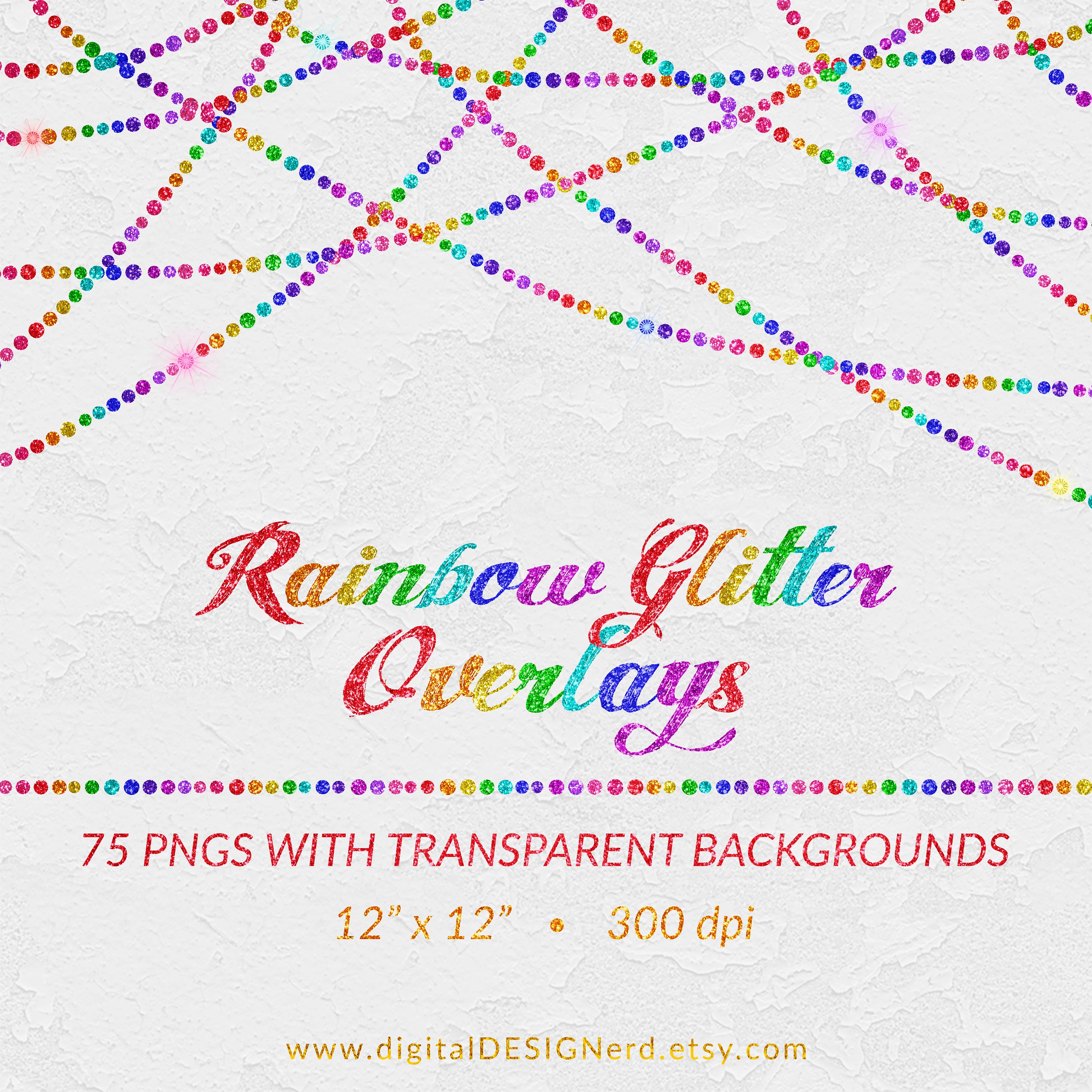 Rainbow Glitter Overlays & Borders Metallic Sparkle Sequin - Etsy