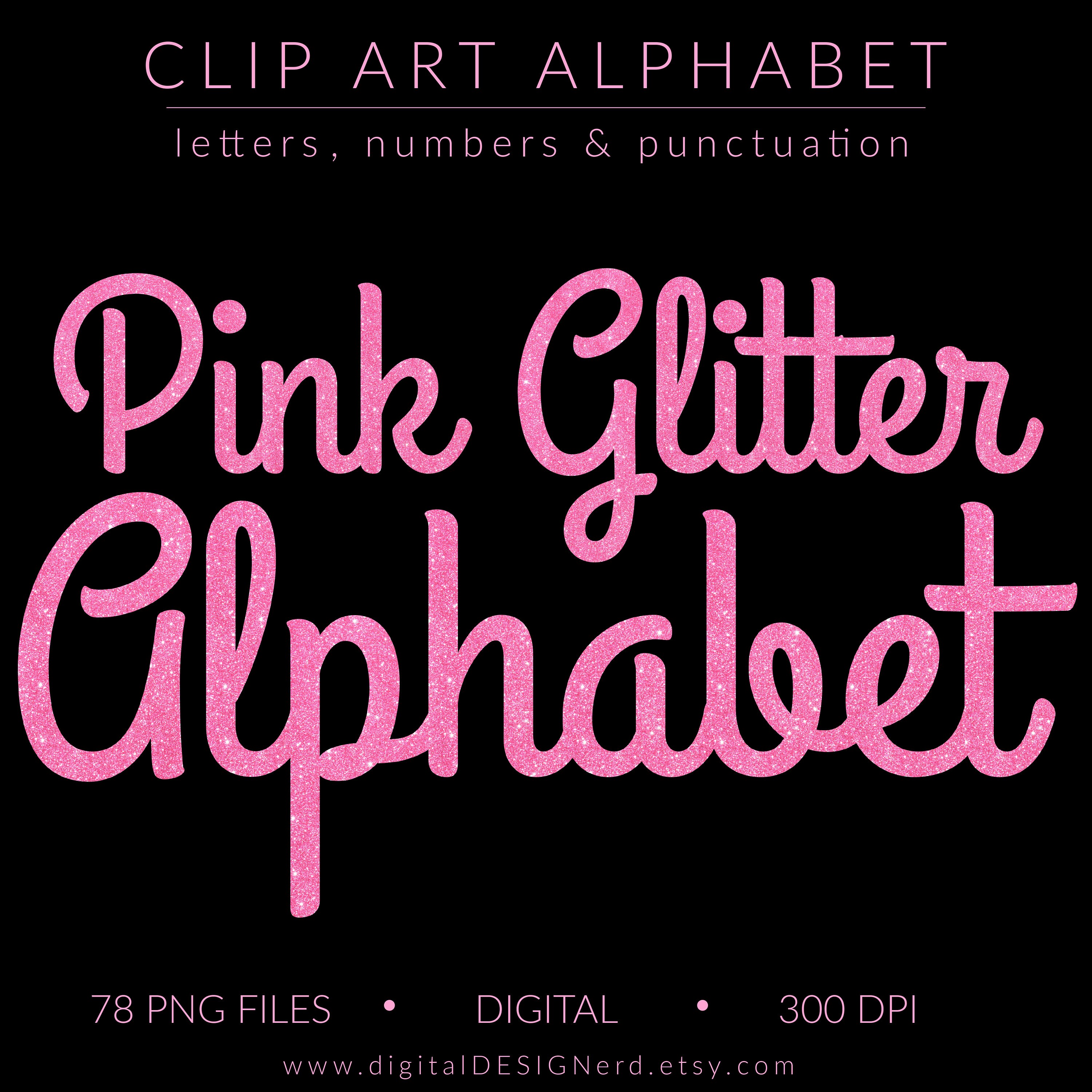 Bright Pink Sparkle Alphabet Clip Art Letters Numbers & | Etsy