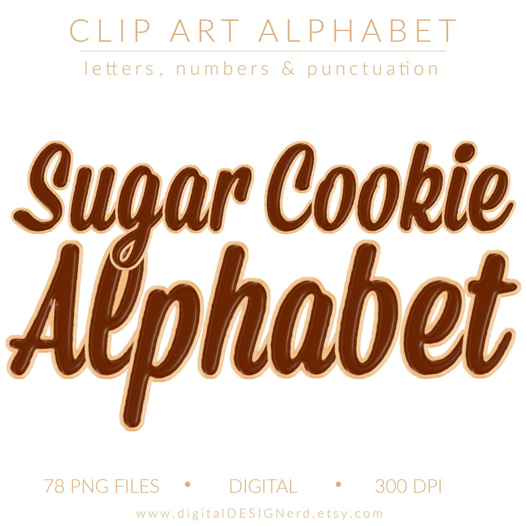 Chocolate Icing Frosted Sugar Cookie Alphabet | 78 PNG Digital Clip Art ...