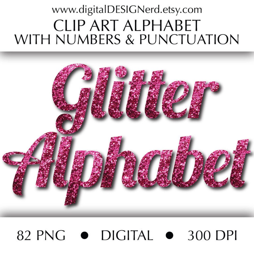 Pink Glitter Alphabet Clip Art: Digital Letters & Numbers (PNG) - Etsy