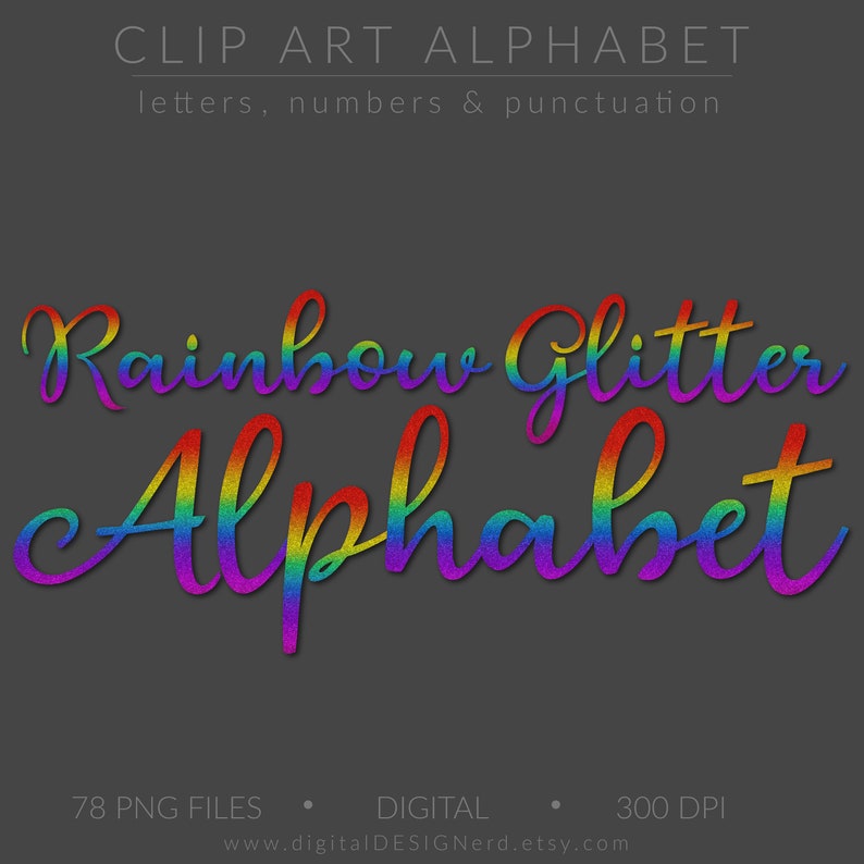Vivid Rainbow Ombre Glitter Alphabet Clip Art Letters - Etsy