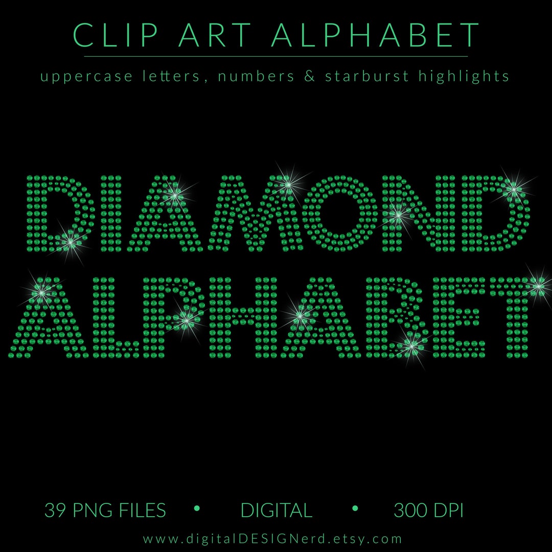 Emerald Gemstone Alphabet: Diamond Clip Art (PNG Digital Download) - Etsy