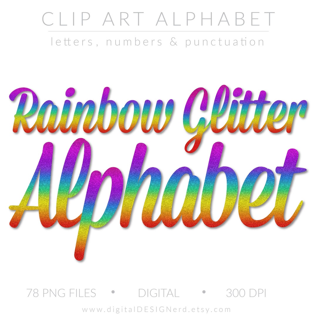 Bright Rainbow Ombre Glitter 2 Digital Alphabet | Clip Art Letters ...