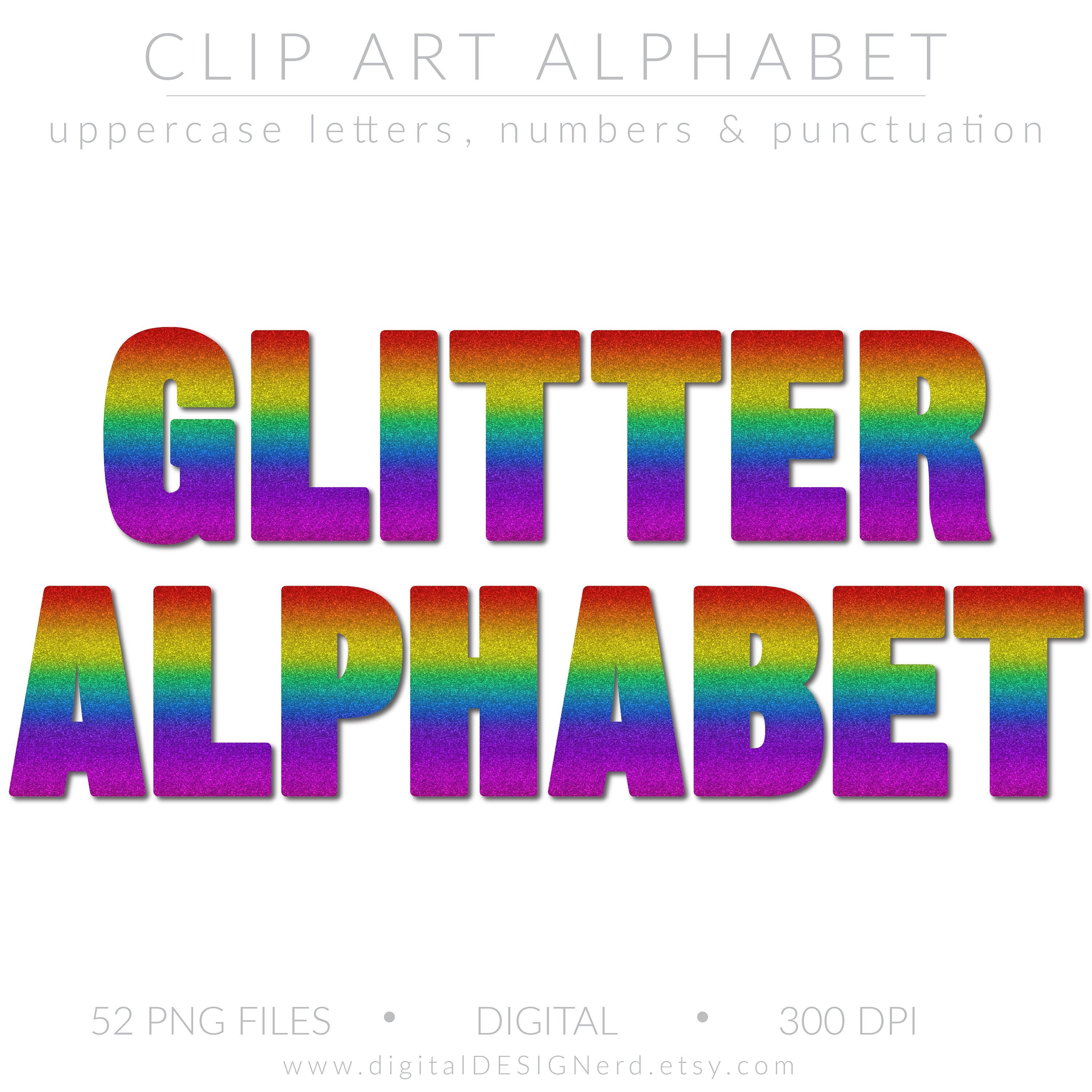 Vivid Rainbow Ombre Glitter Alphabet Clip Art Letters | Etsy
