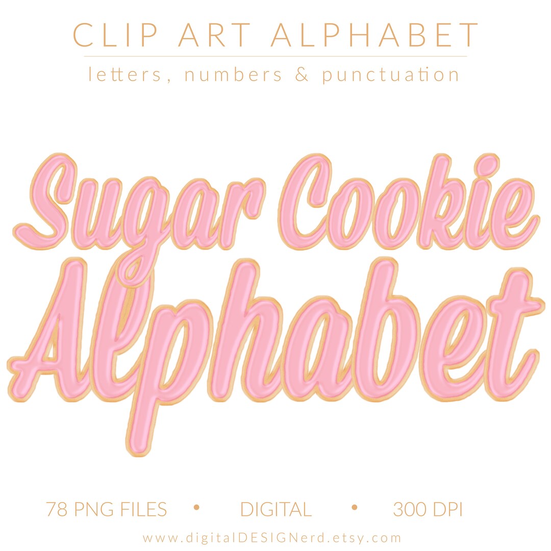 Pink Icing Sugar Cookie Alphabet: Clip Art Letters, Numbers (PNG ...