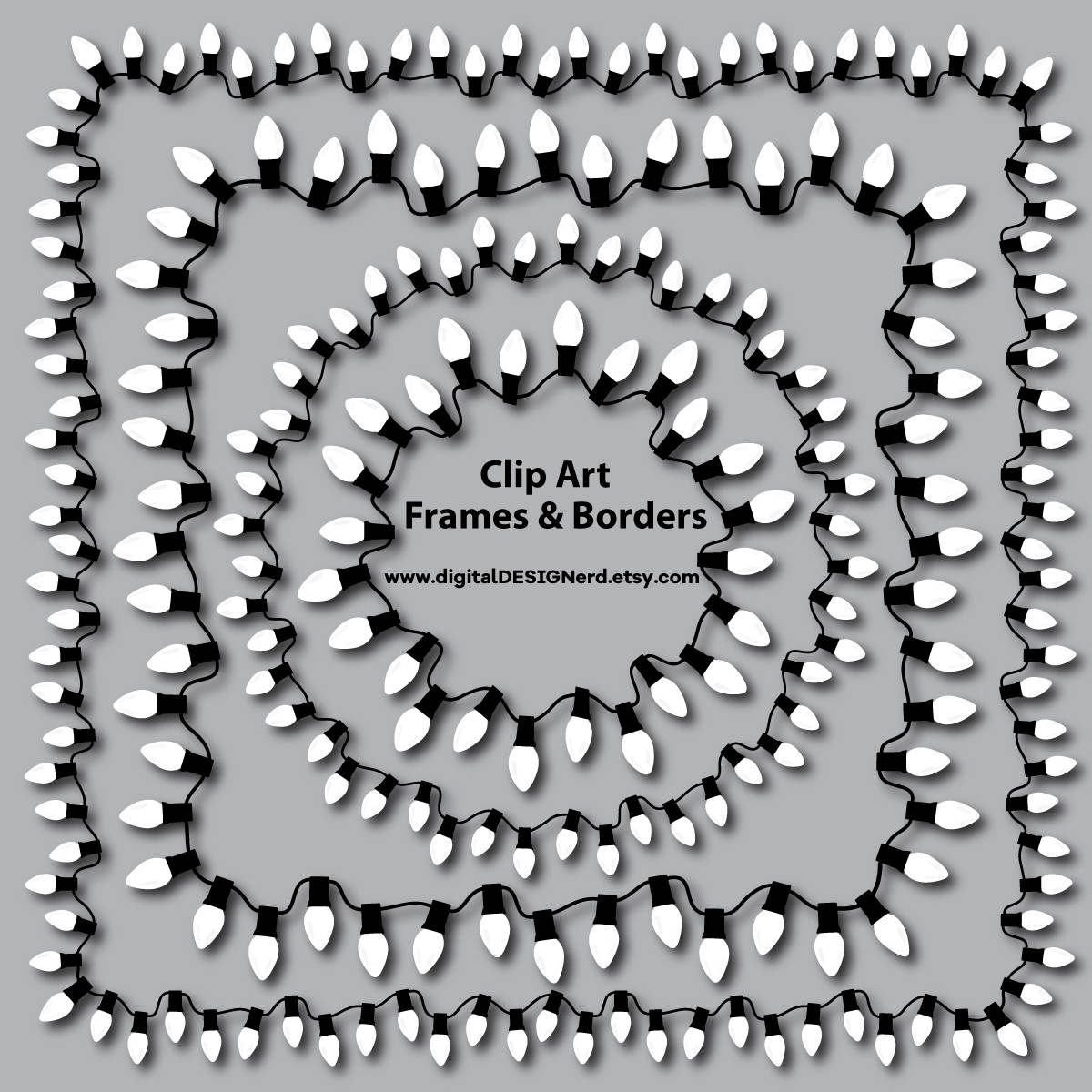 Clip Art Frames & Borders White String Lights Set of 18 | Etsy