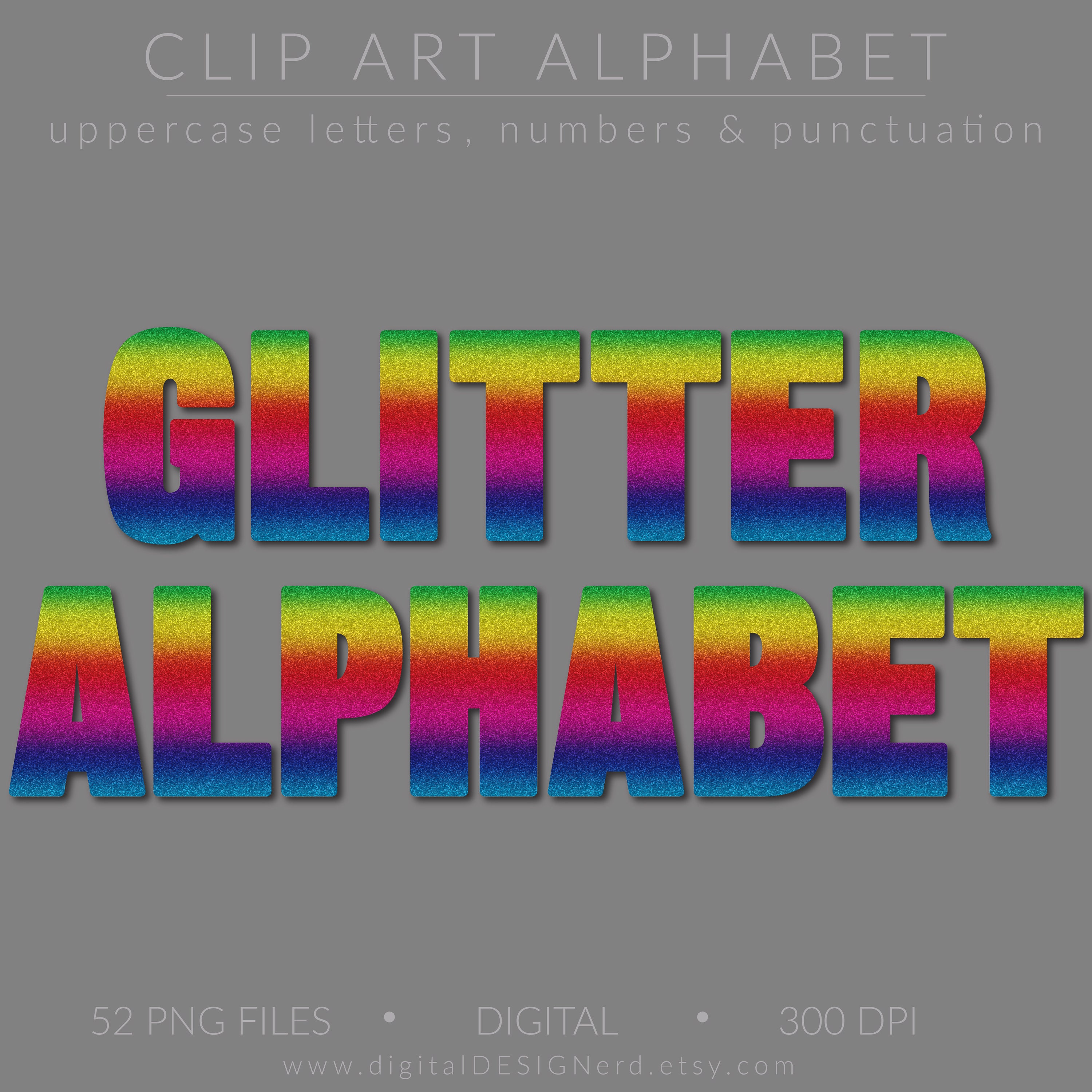 Rainbow Ombre Glitter Alphabet Clip Art Letters Numbers - Etsy