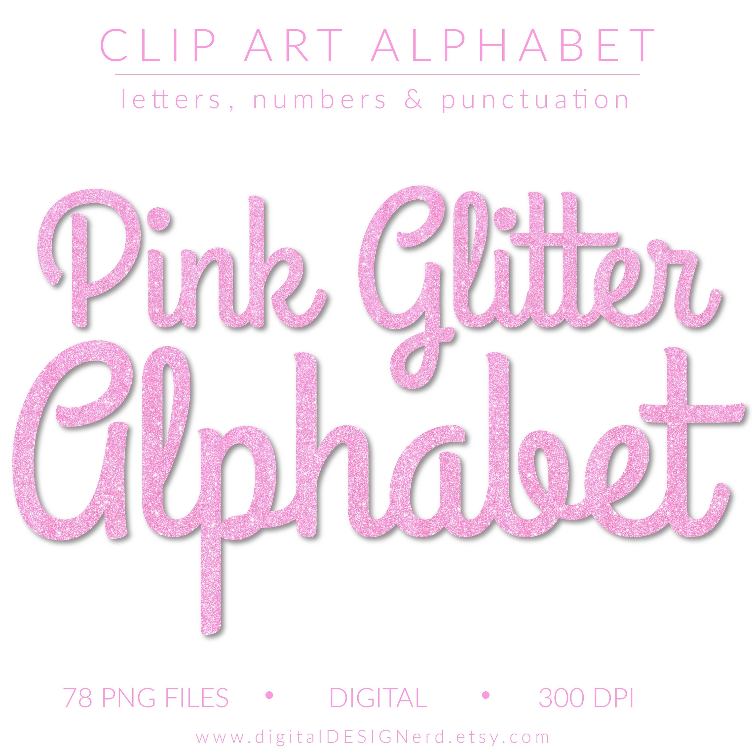 Light Pink Sparkle Alphabet Clip Art Letters Numbers & - Etsy