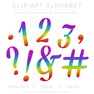 Bright Rainbow Ombre Glitter 2 Digital Alphabet | Clip Art Letters ...