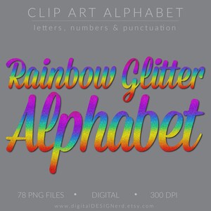 Bright Rainbow Ombre Glitter 2 Digital Alphabet | Clip Art Letters ...