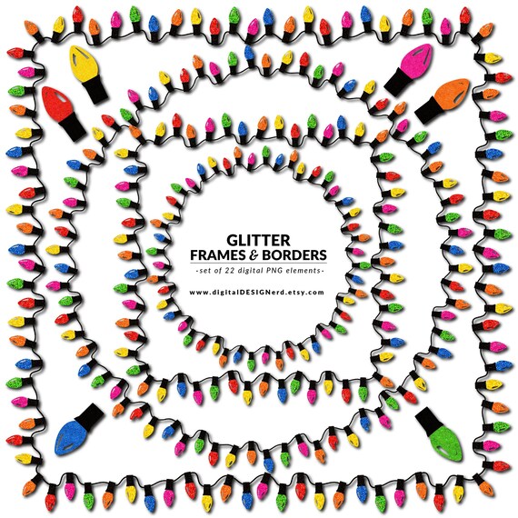Glitter Frames & Borders Clip Art Sparkly Bright Rainbow - Etsy