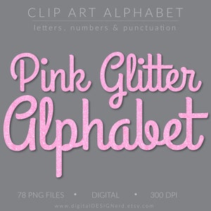 Light Pink Sparkle Alphabet | Clip Art Letters Numbers & Punctuation ...
