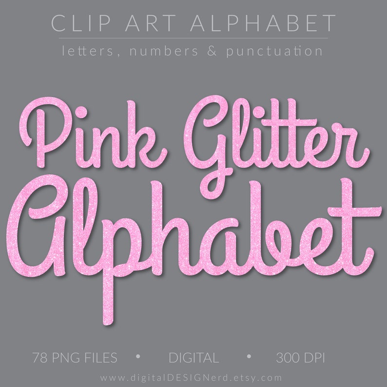 Light Pink Sparkle Alphabet Clip Art Letters Numbers & | Etsy