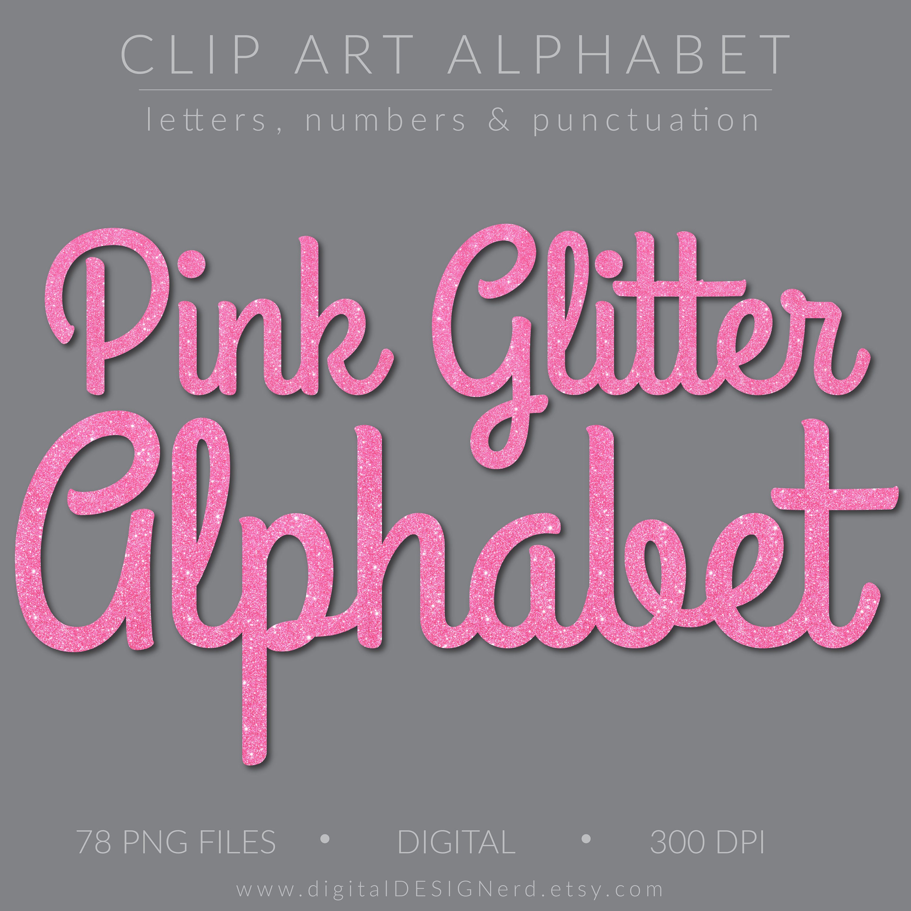 Bright Pink Sparkle Alphabet Clip Art Letters Numbers & | Etsy