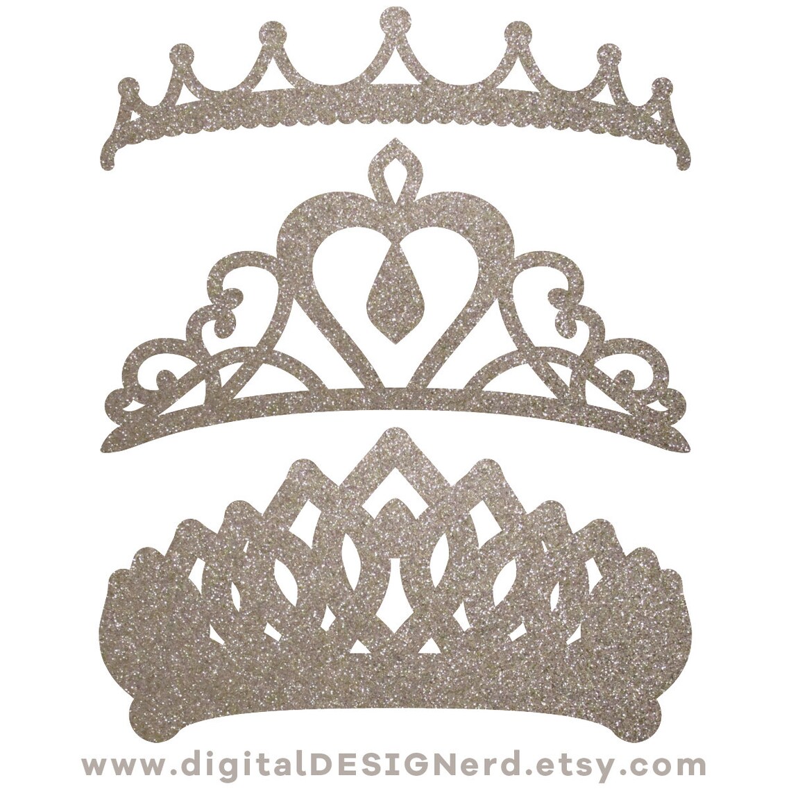 Clip Art Crowns & Tiaras Silver Glitter 18 Digital | Etsy