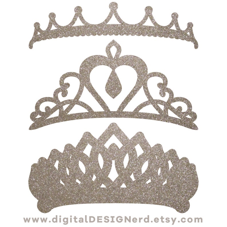 Clip Art Crowns & Tiaras Silver Glitter 18 Digital | Etsy