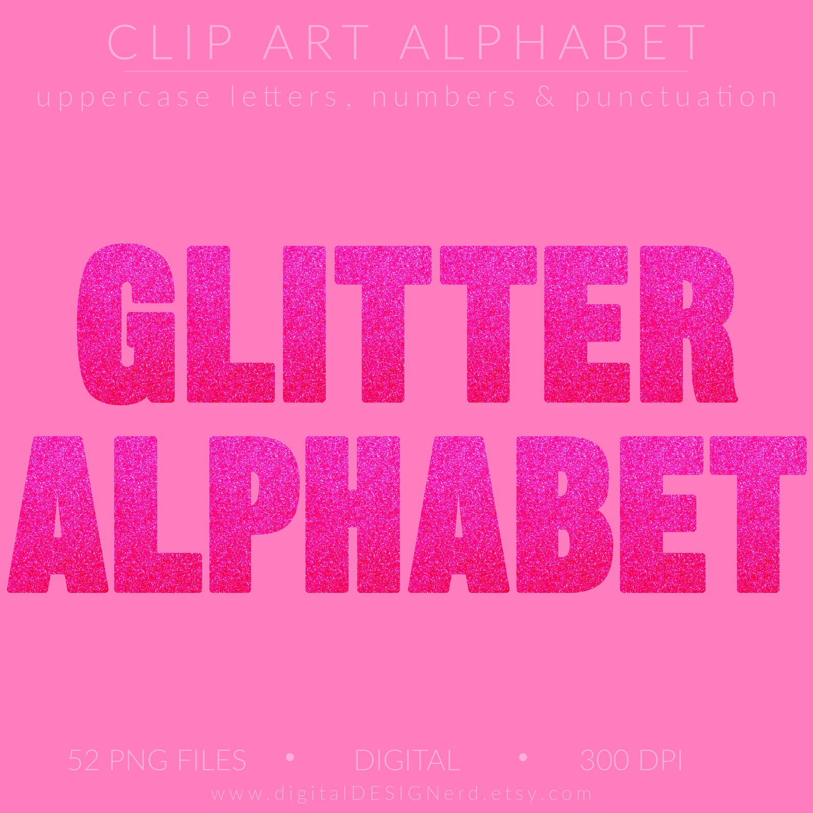 Clip Art Alphabet Hot Pink Glitter Letters Numbers & | Etsy