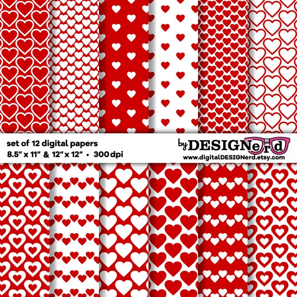 Red Hearts Pattern - Etsy