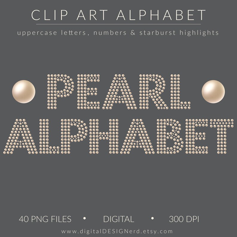 Ivory Pearl Gemstone Alphabet Clip Art Letters Numbers - Etsy