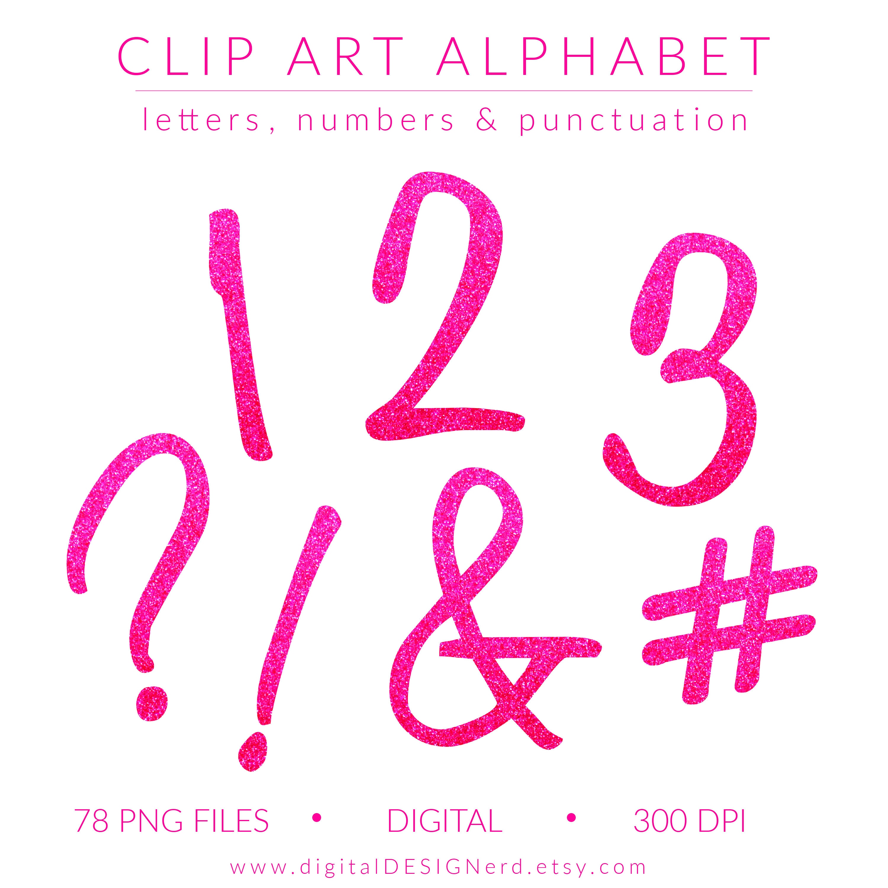 Hot Pink Glitter Alphabet Clip Art: Digital Scrapbook Embellishments ...