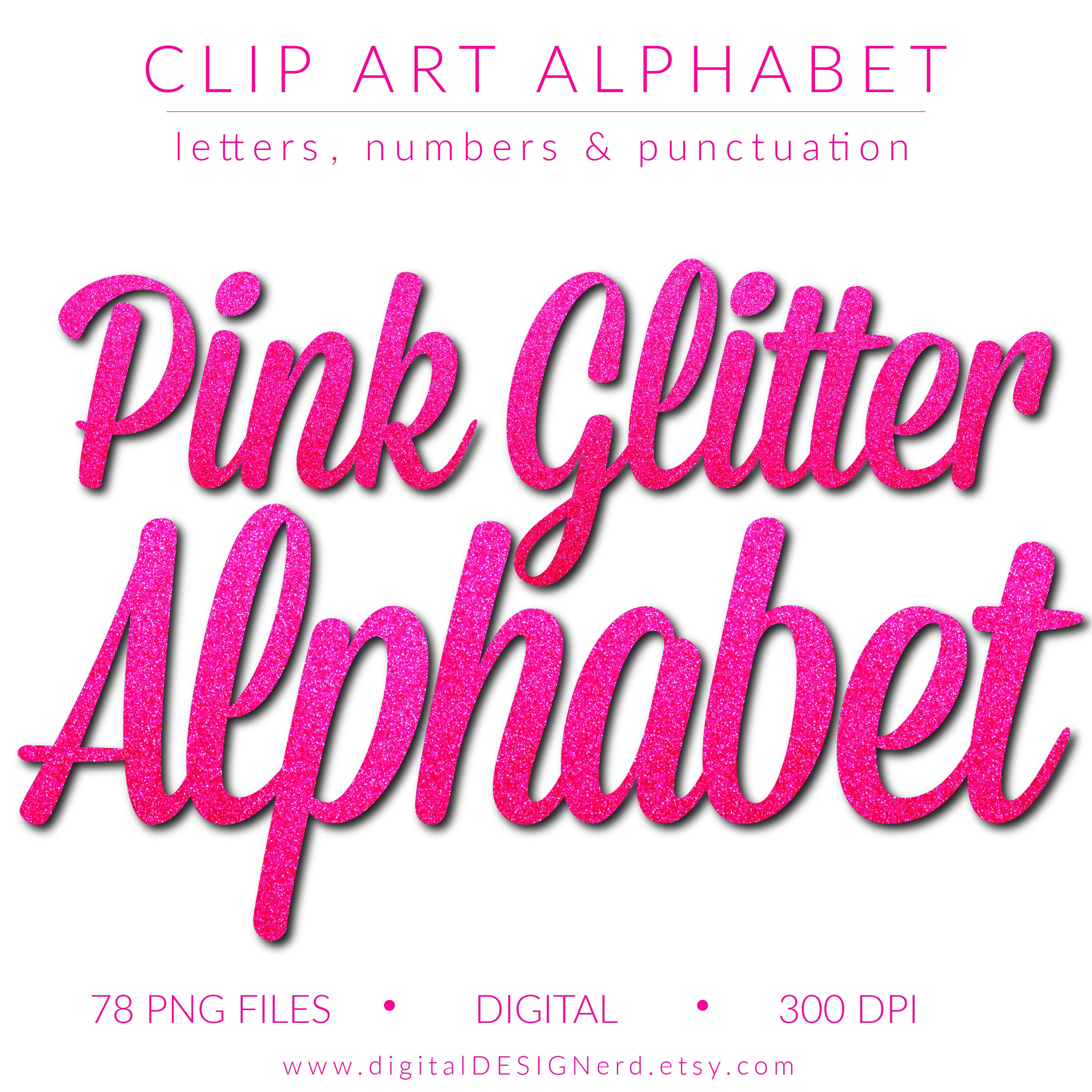 Clip Art Alphabet Hot Pink Glitter Letters Numbers & - Etsy UK