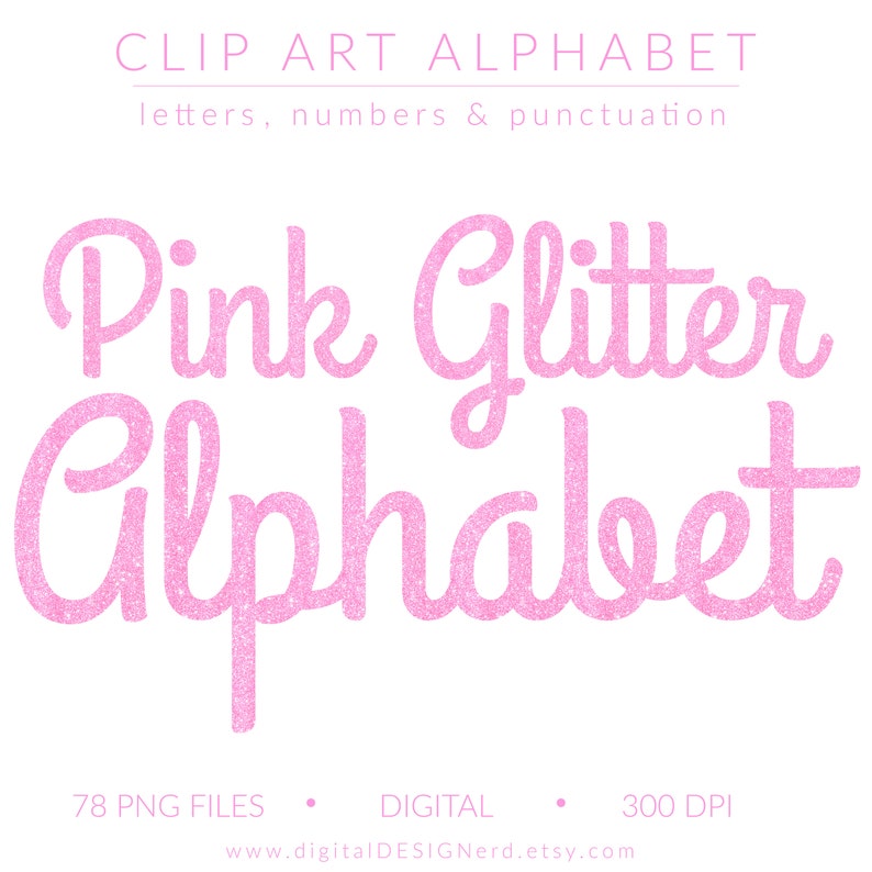 Light Pink Sparkle Alphabet Clip Art Letters Numbers & | Etsy