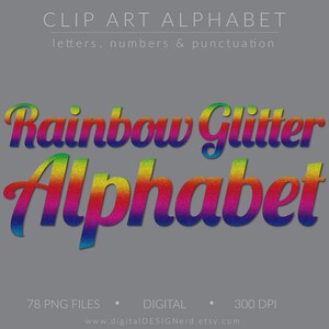 Rainbow Ombre Glitter Alphabet Clip Art Letters Numbers & Punctuation ...