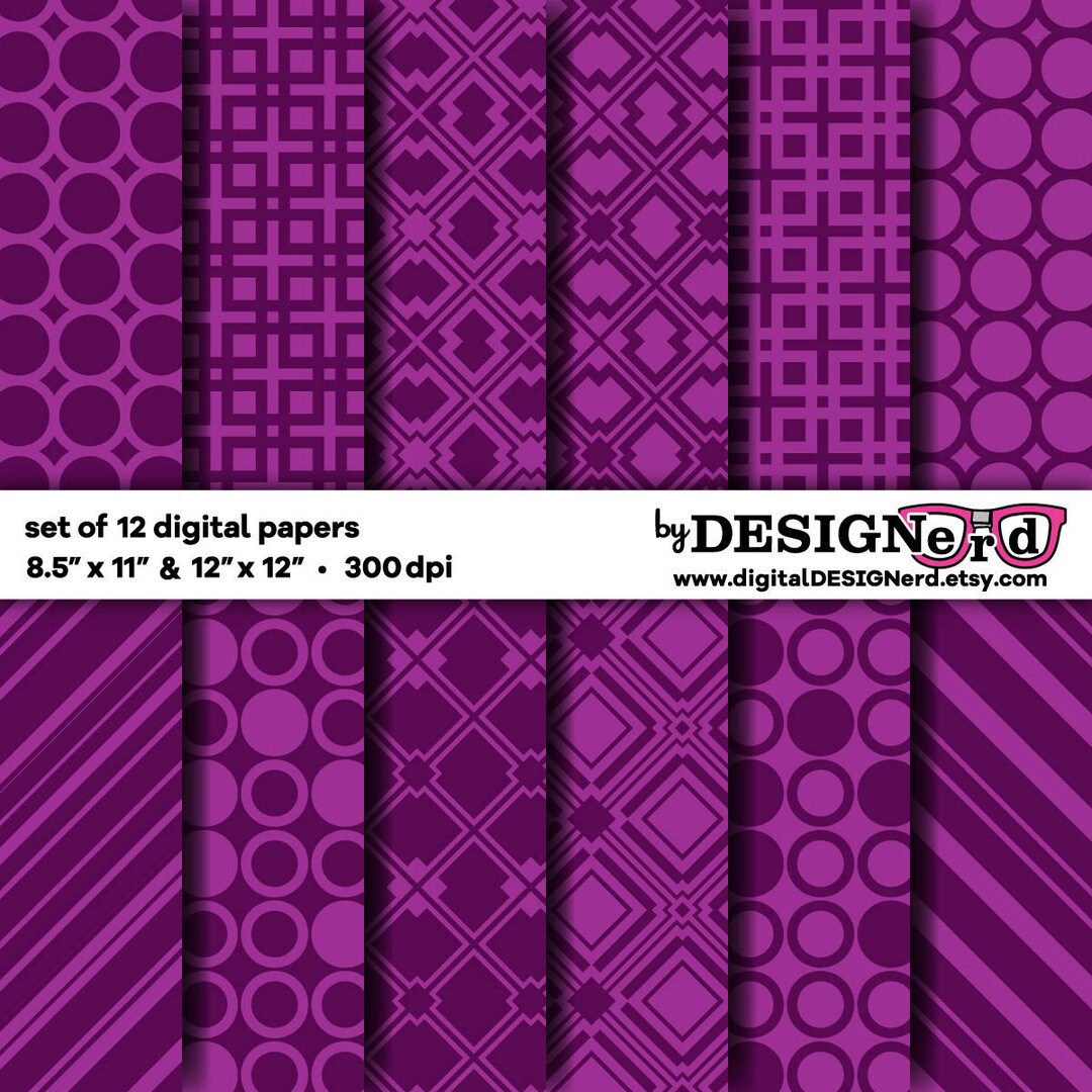 Digital Scrapbook Paper - Dark Purple Collection 7 (8.5x11 / 12x12 ...