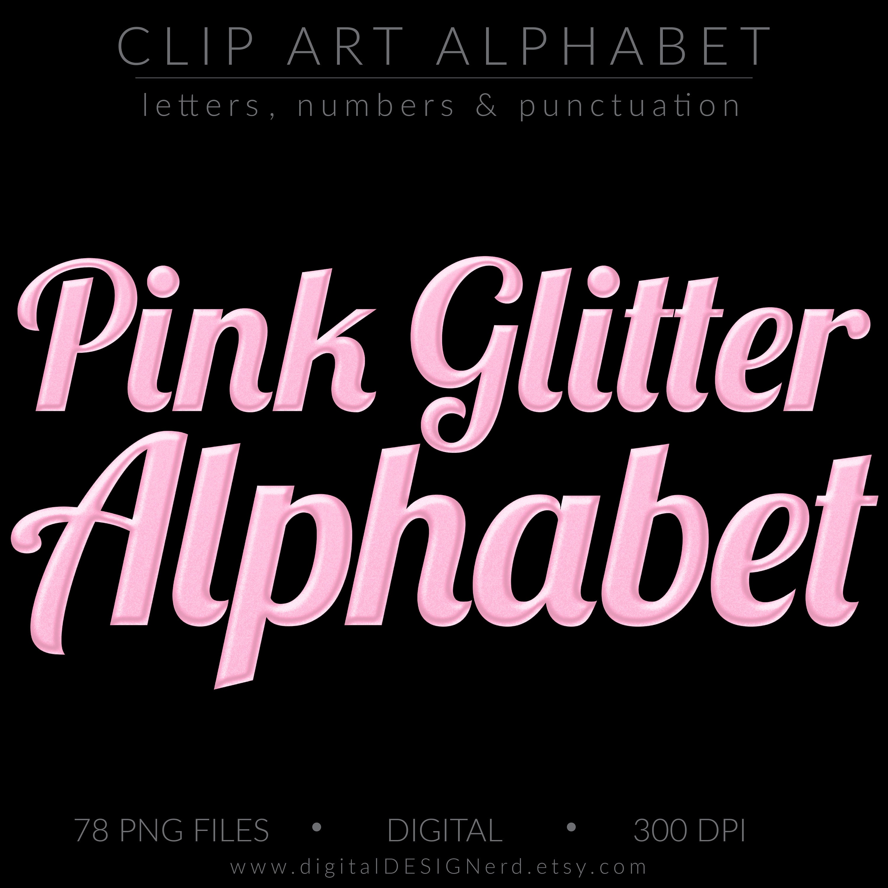 Light Pink Glitter Gel Alphabet Metallic Sparkle Clip Art | Etsy