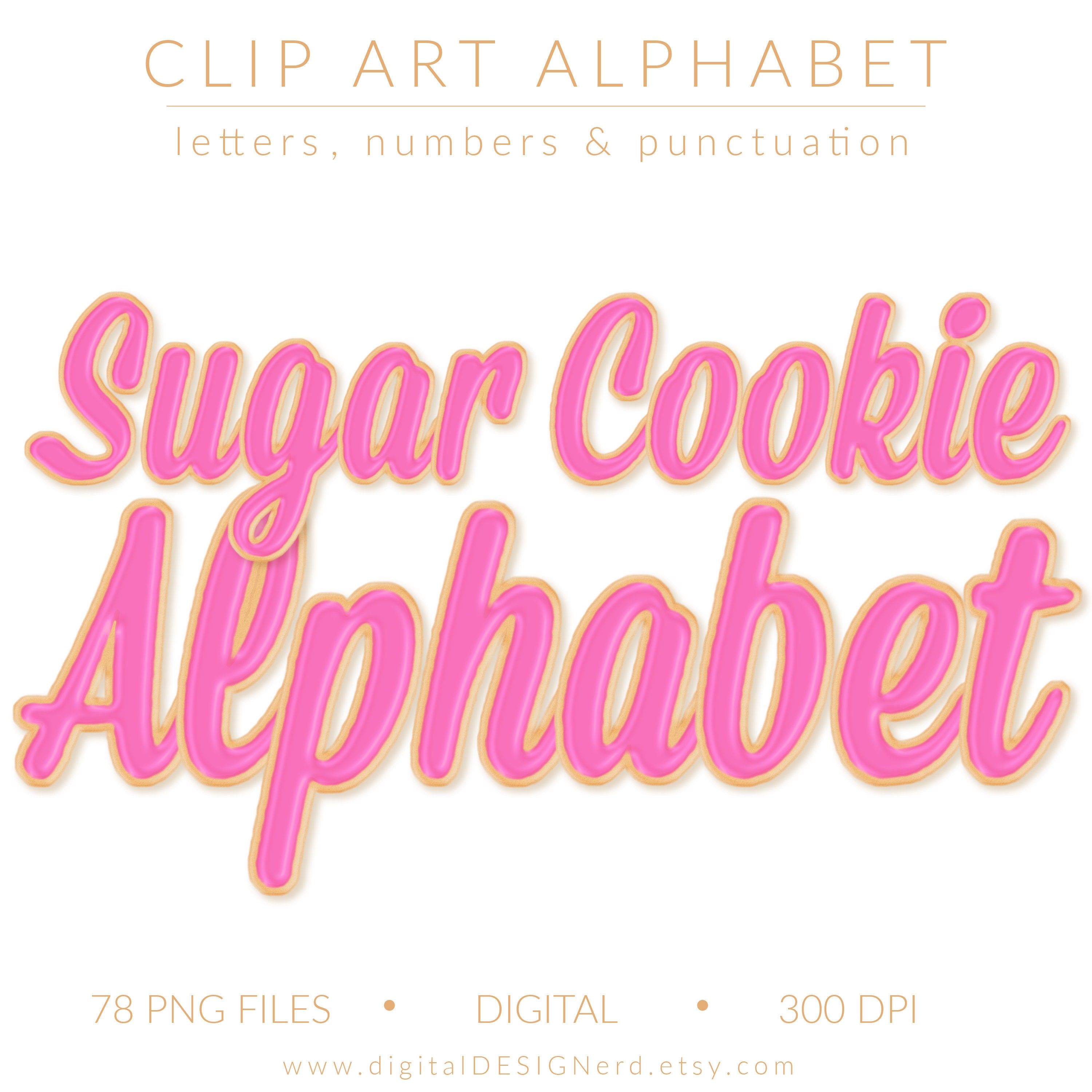 Rose Pink Frosted Sugar Cookie Alphabet Clip Art Letters | Etsy