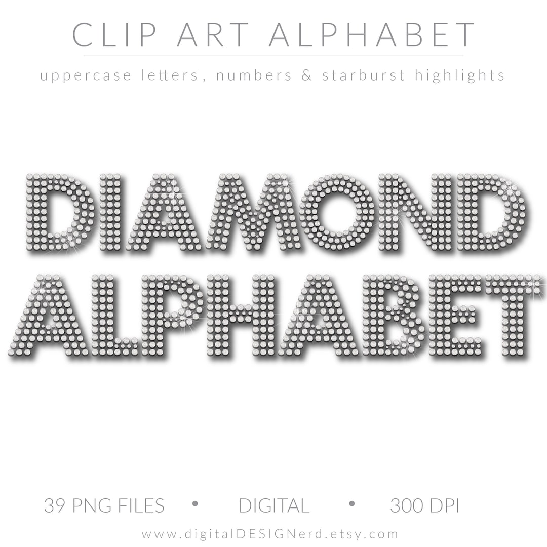 Diamond Gemstone Alphabet | Clip Art Letters Numbers Ampersand ...
