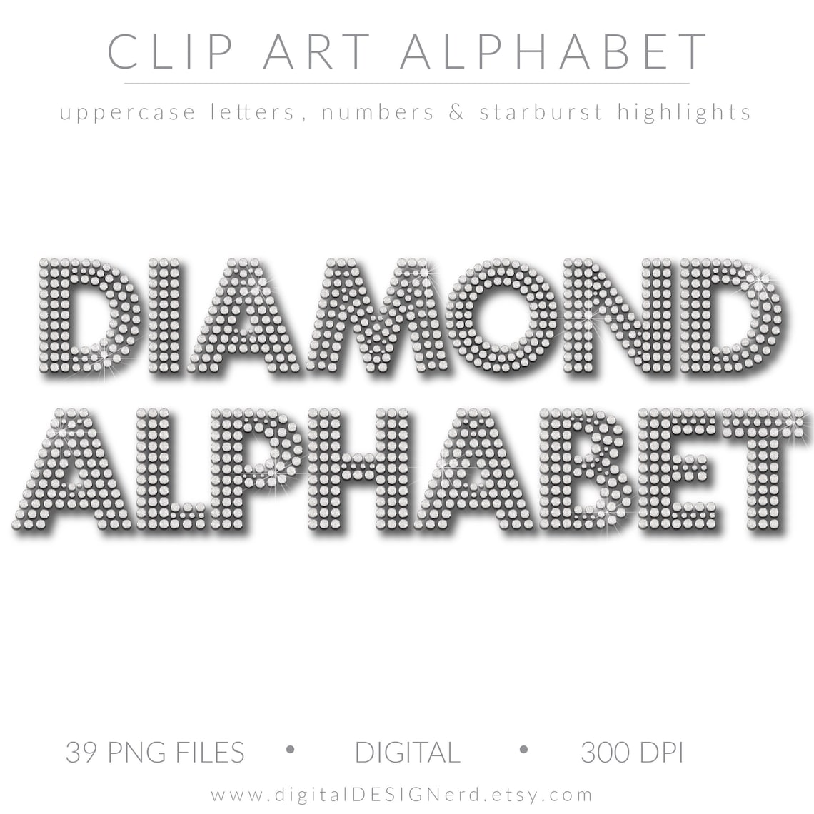 Diamond Gemstone Alphabet | Clip Art Letters Numbers Ampersand ...