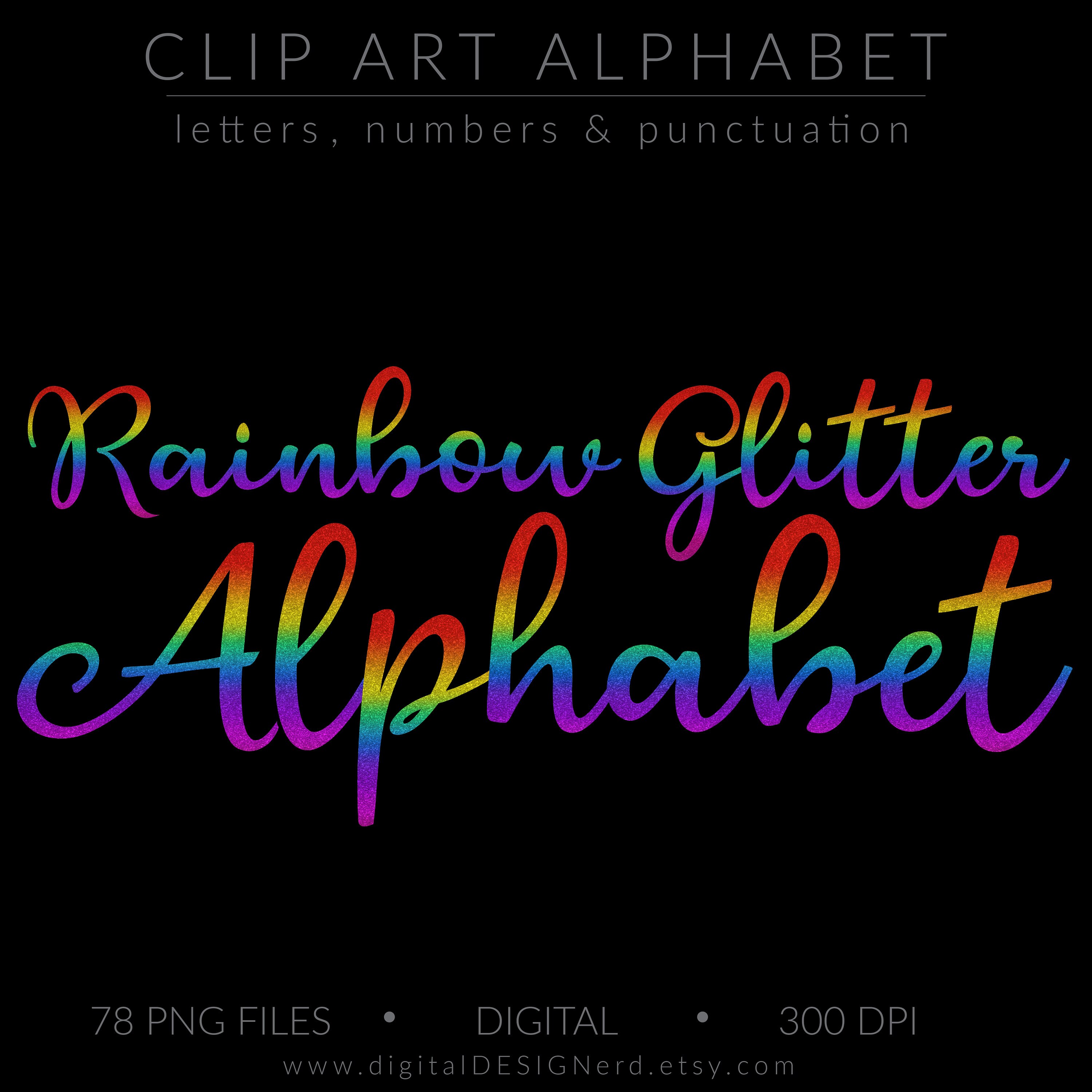 Vivid Rainbow Ombre Glitter Alphabet Clip Art Letters | Etsy