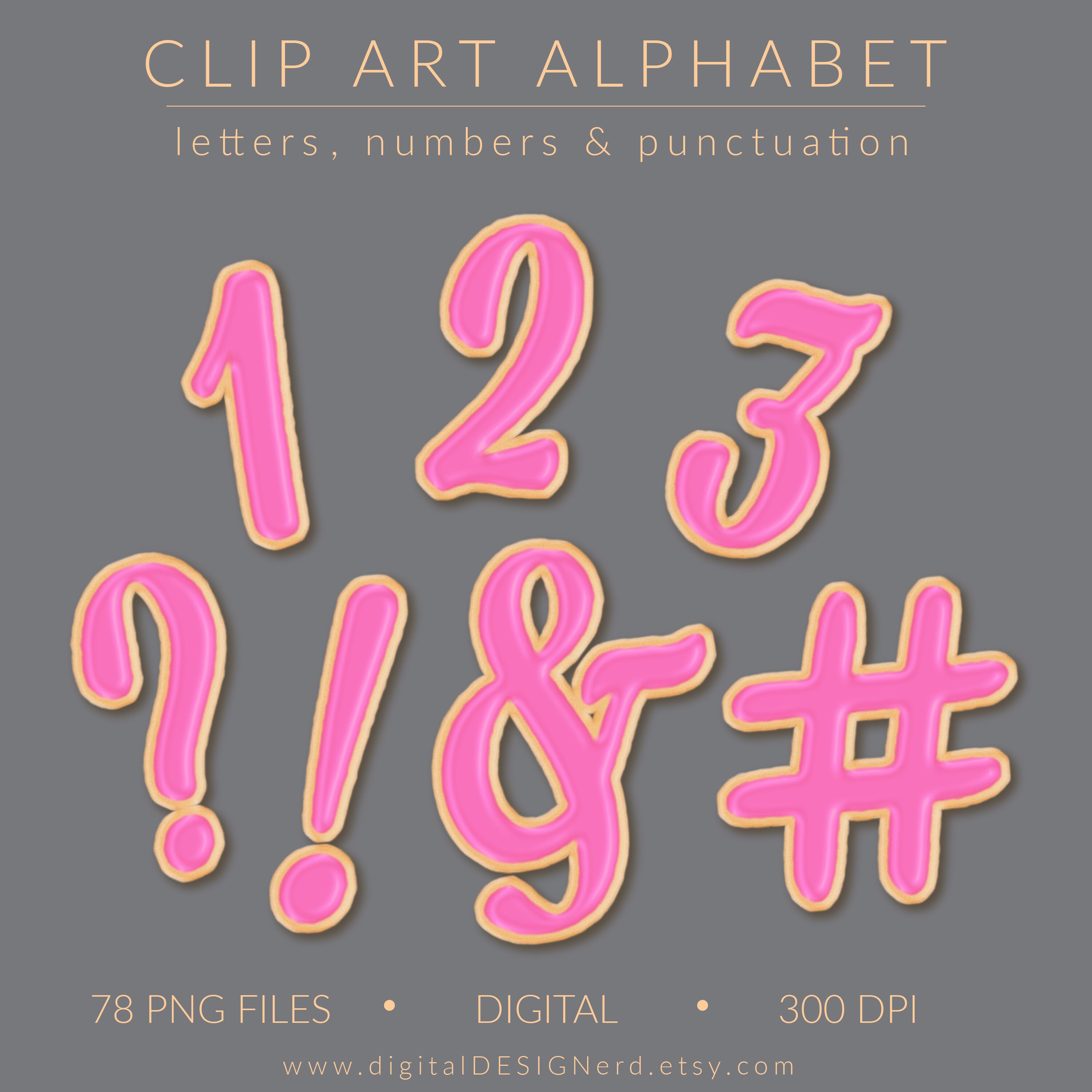 Rose Pink Frosted Sugar Cookie Alphabet Clip Art Letters | Etsy