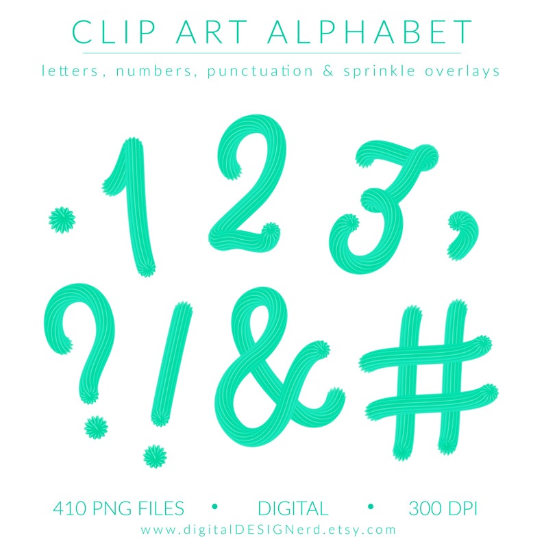 Mint Green Icing Alphabet Clip Art: Sprinkle Overlays (PNG Files) - Etsy