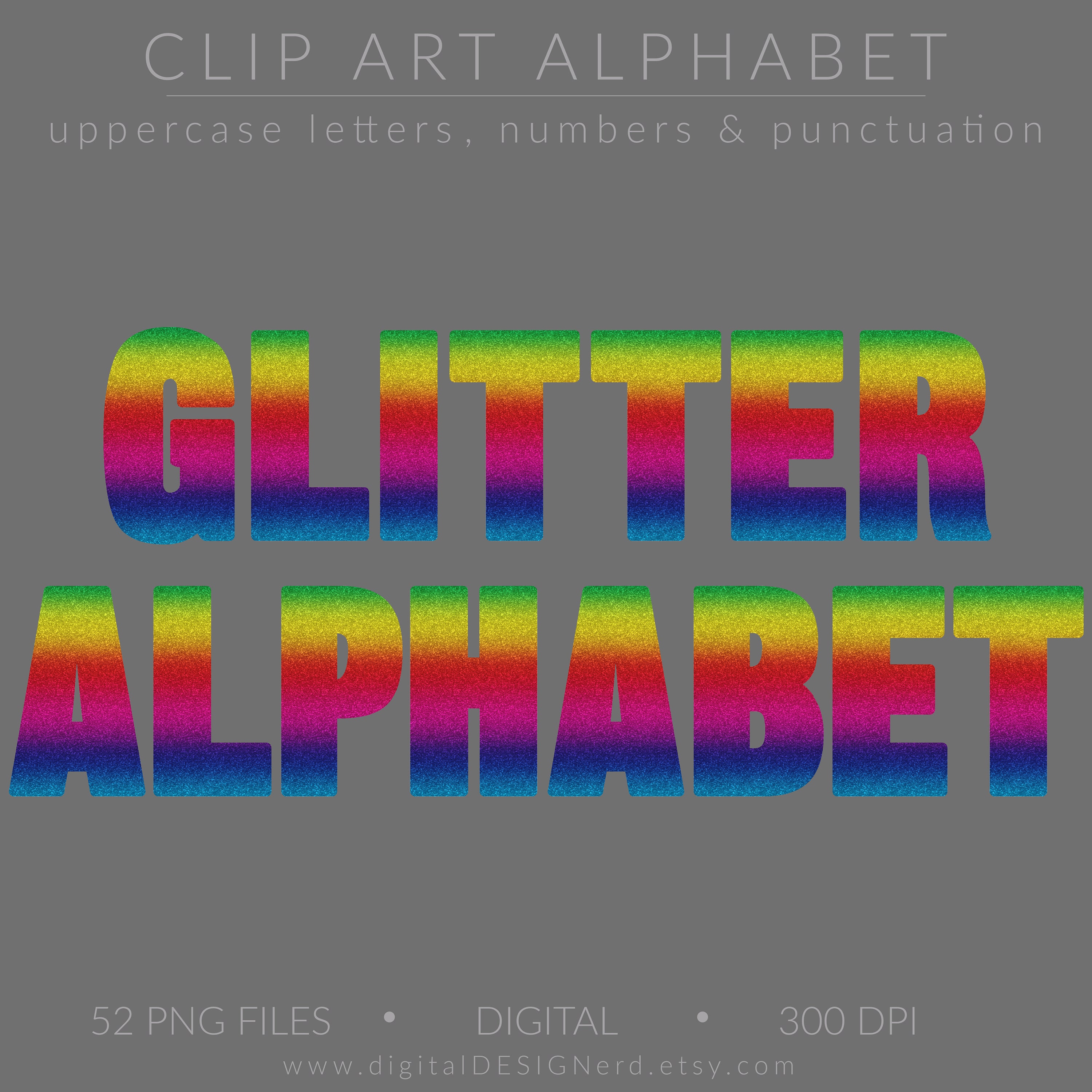Rainbow Ombre Glitter Alphabet Clip Art Letters Numbers - Etsy