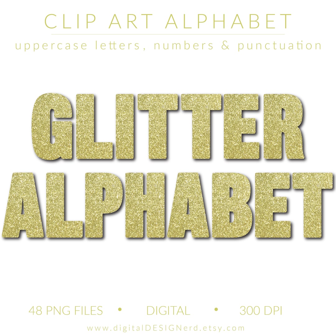 Gold Glitter Alphabet Clip Art: PNG Digital Letters (digital Download ...
